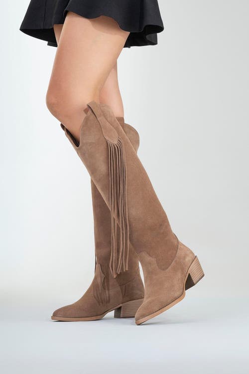 FOREVER & ALWAYS SHOES Rios Leather Fringe Knee High Boots